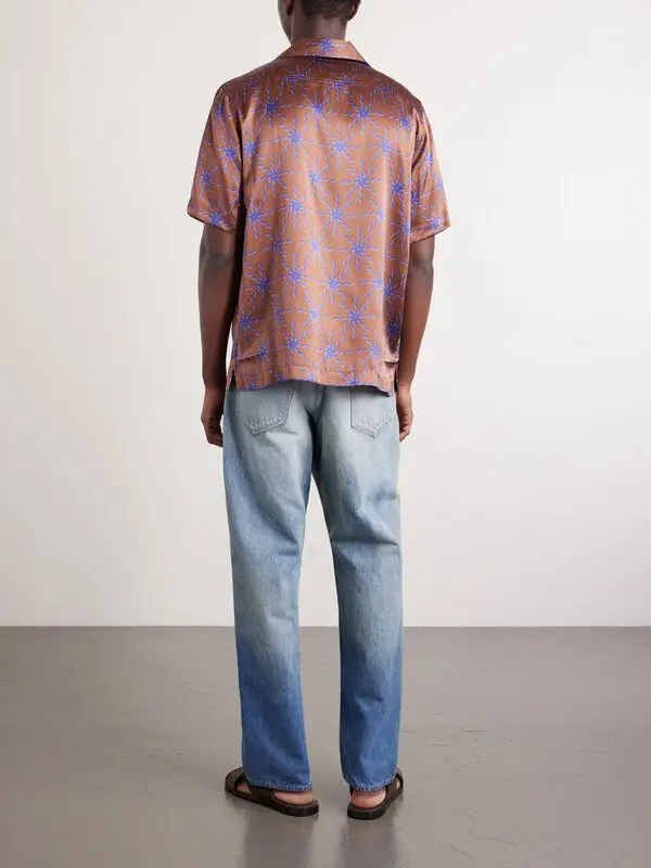 Frescobol Carioca Roberto Printed Silk Shirt - Brown