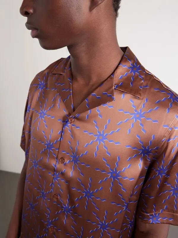 Frescobol Carioca Roberto Printed Silk Shirt - Brown