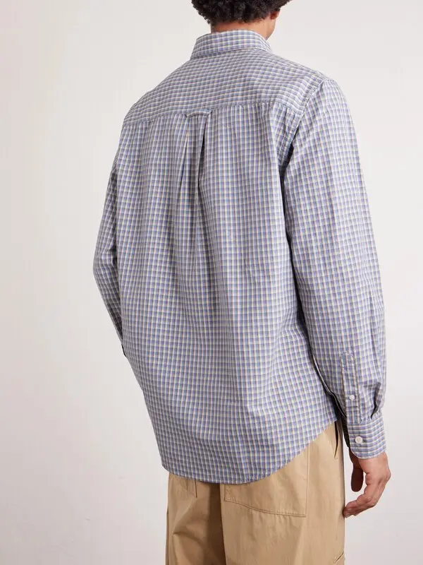 Nn07 Colby 50024 Button-down Collar Checked Cotton Shirt - Blue