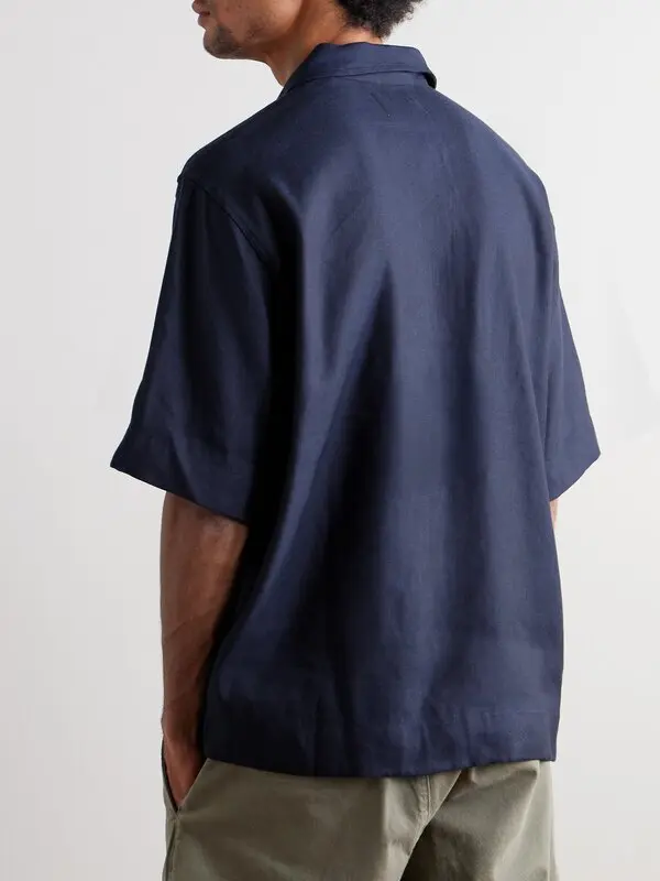 Nn07 Bruno 1808 Lenzing™ Ecovero™ And Linen-blend Half-zip Polo Shirt - Blue
