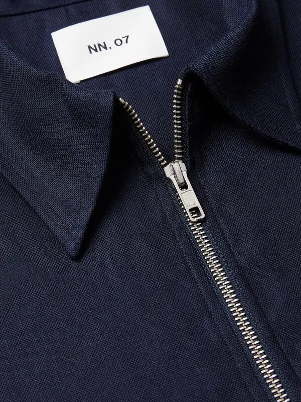 Nn07 Bruno 1808 Lenzing™ Ecovero™ And Linen-blend Half-zip Polo Shirt - Blue