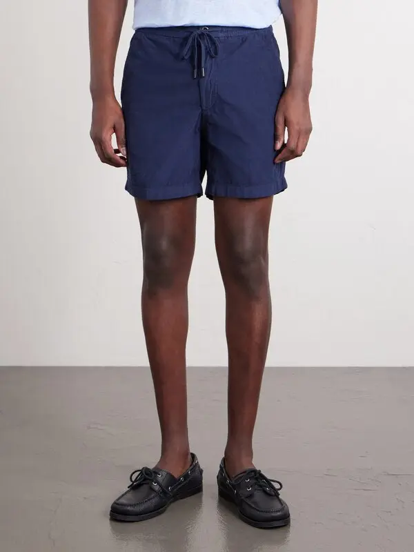 SLOWEAR Straight-leg Cotton-corduroy Drawstring Shorts - Blue