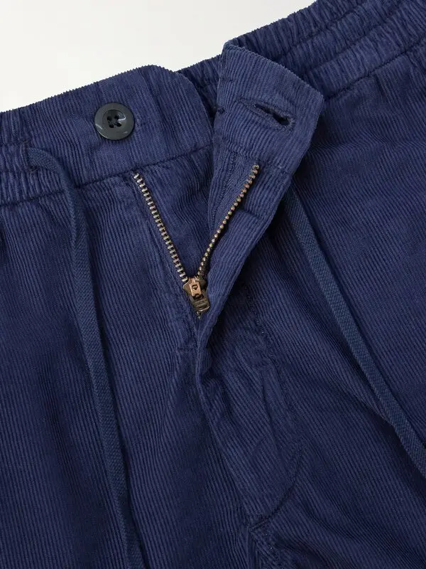 SLOWEAR Straight-leg Cotton-corduroy Drawstring Shorts - Blue