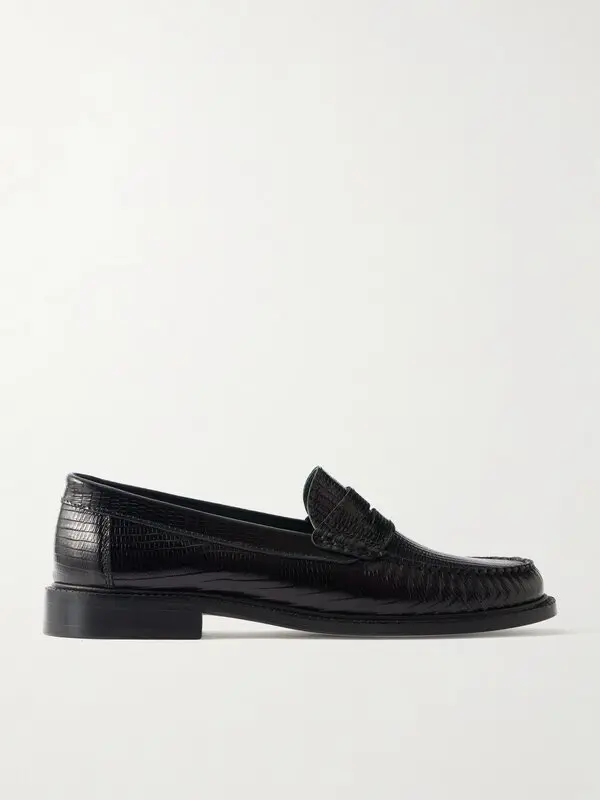 VINNY'S Yardee Lizard-effect Leather Penny Loafers