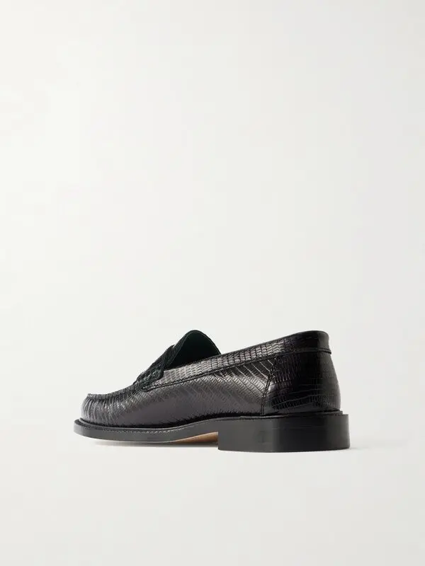 VINNY'S Yardee Lizard-effect Leather Penny Loafers