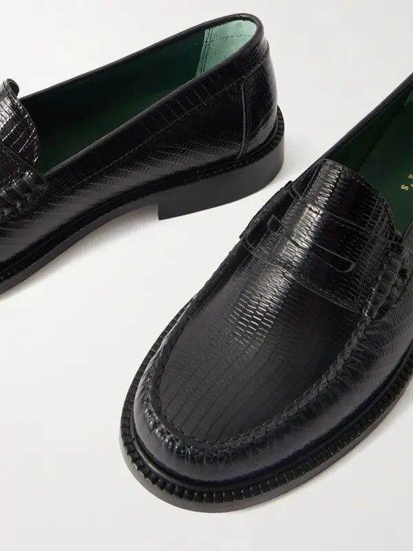 VINNY'S Yardee Lizard-effect Leather Penny Loafers
