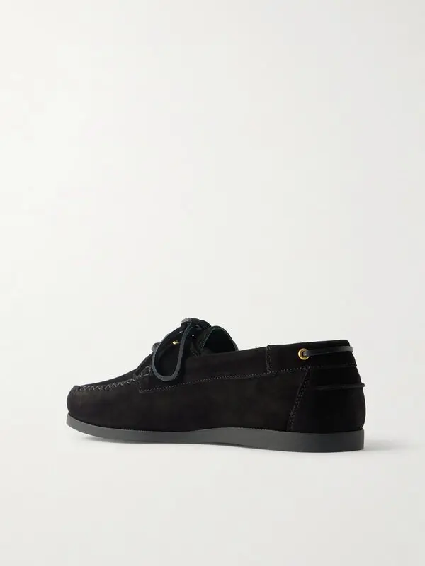 VINNY'S Boatman Suede Boat Shoes - Black