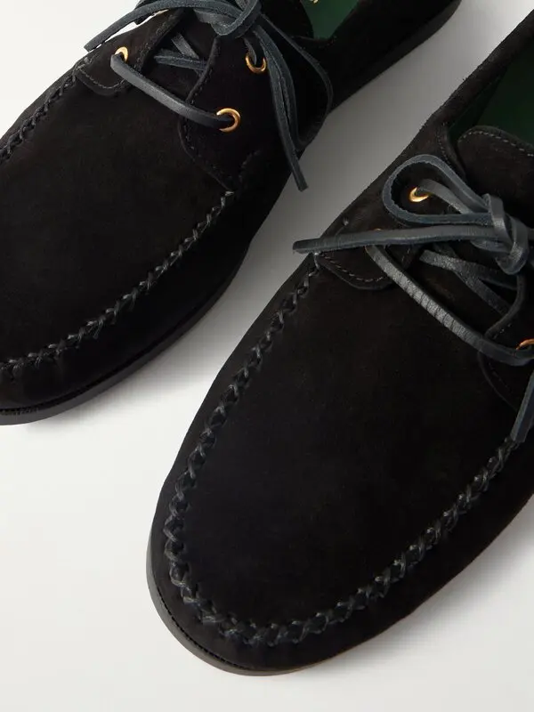 VINNY'S Boatman Suede Boat Shoes - Black