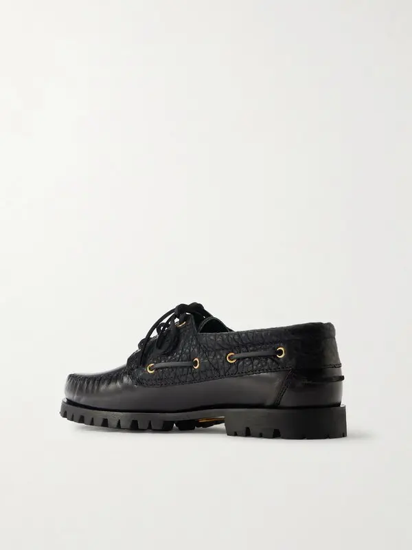 VINNY'S Aztec Leather Boat Shoes - Black