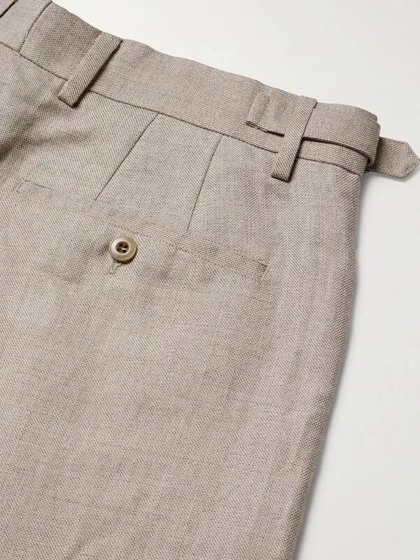 Nn07 Straight-leg Pleated Linen And Wool-blend Trousers - Neutrals