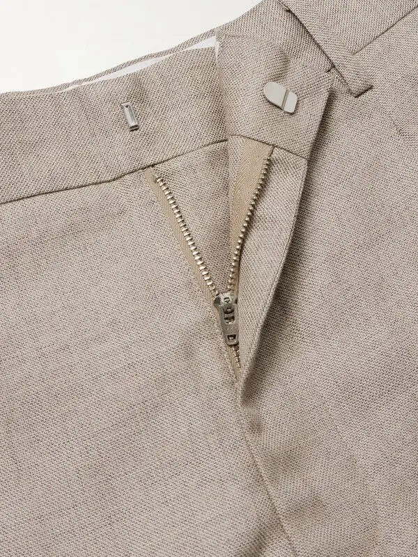 Nn07 Straight-leg Pleated Linen And Wool-blend Trousers - Neutrals