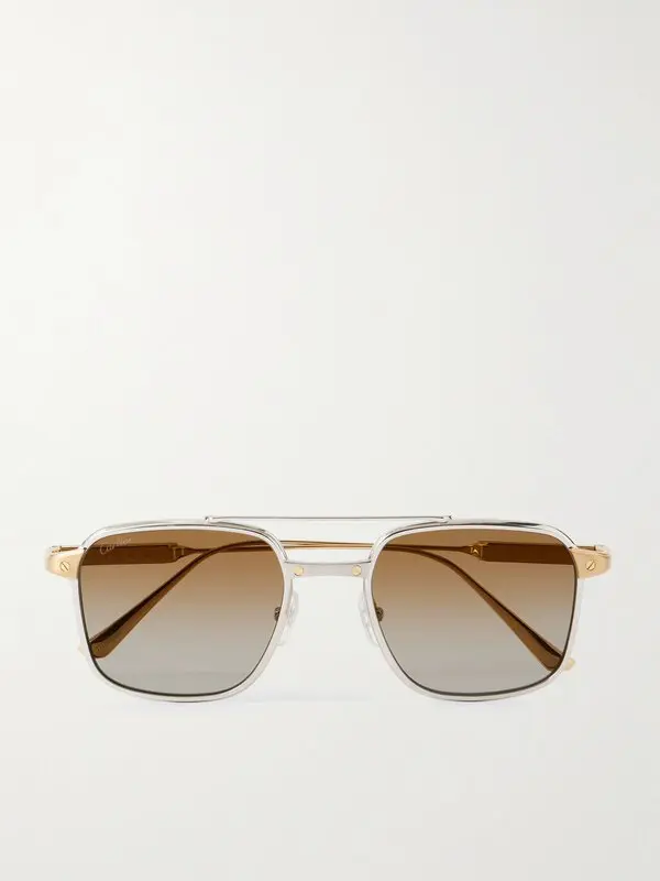 CARTIER Santos Aviator-style Sunglasses - Silver