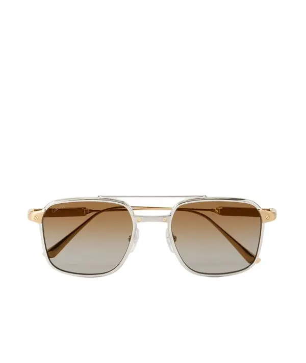 CARTIER Santos Aviator-style Sunglasses - Silver