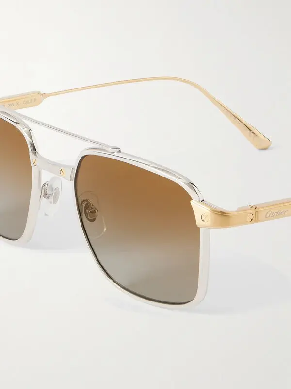 Cartier Santos Aviator-style Sunglasses - Silver