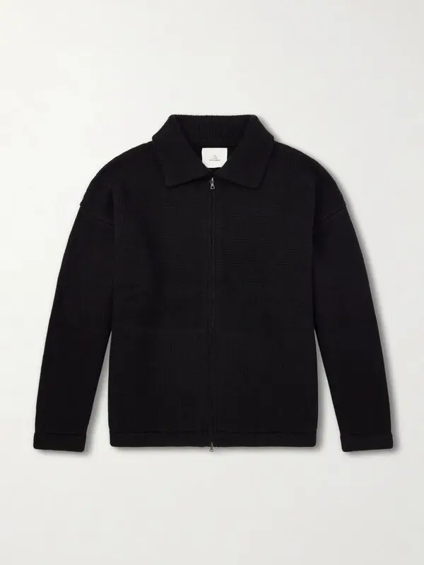 THE ELDER STATESMAN Hunter Cashmere Zip-up Sweater - Black