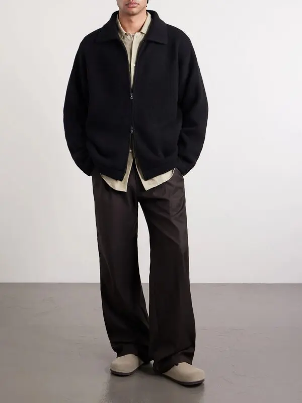 THE ELDER STATESMAN Hunter Cashmere Zip-up Sweater - Black