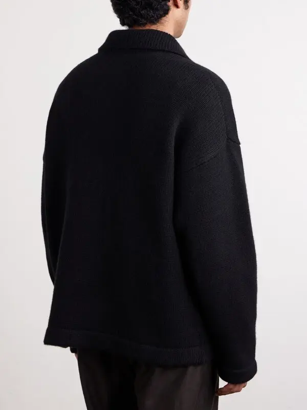 THE ELDER STATESMAN Hunter Cashmere Zip-up Sweater - Black