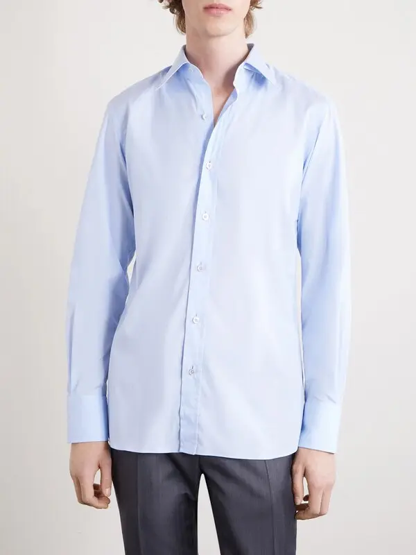 TOM FORD Cotton-poplin Shirt - Blue