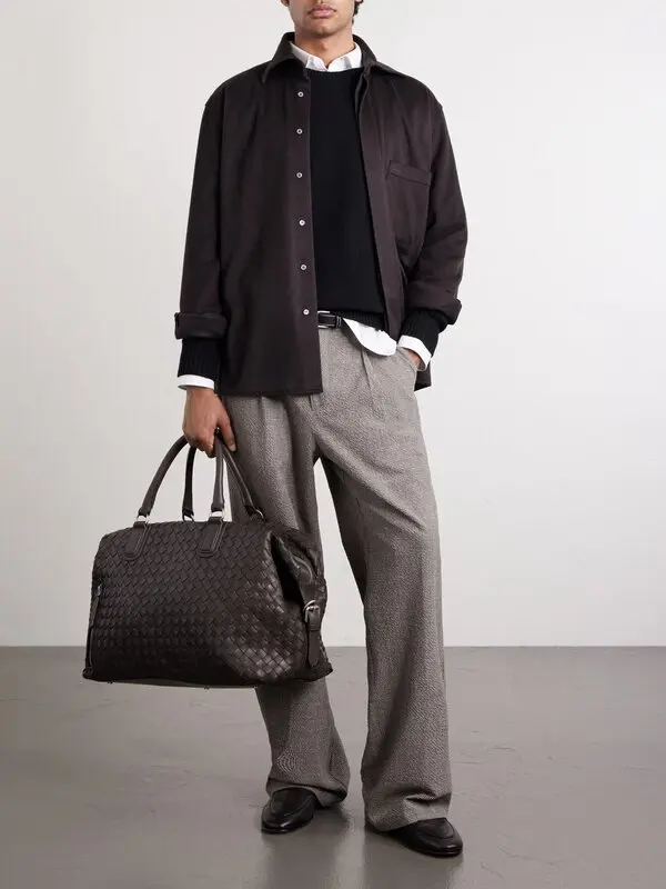 Officine Creative Armour 019' Woven Leather Weekend Bag - Brown