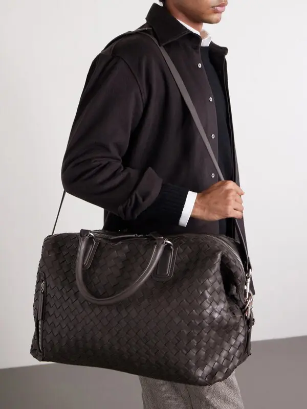 Officine Creative Armour 019' Woven Leather Weekend Bag - Brown