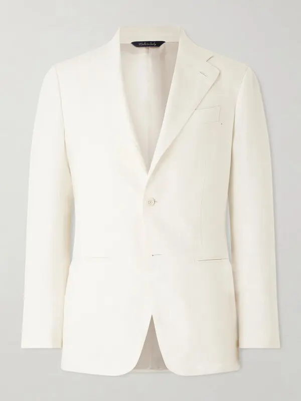 SAMAN AMEL Linen Suit Jacket - Neutrals
