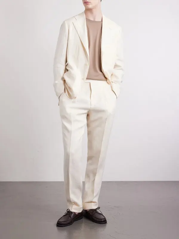 SAMAN AMEL Linen Suit Jacket - Neutrals