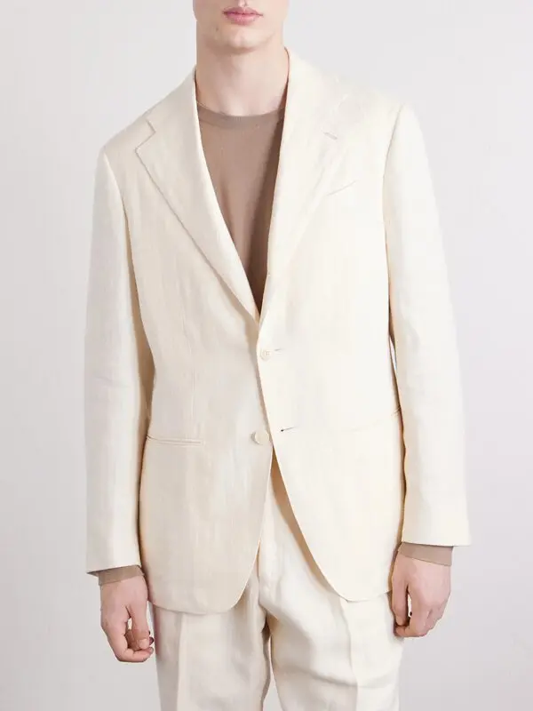 SAMAN AMEL Linen Suit Jacket - Neutrals