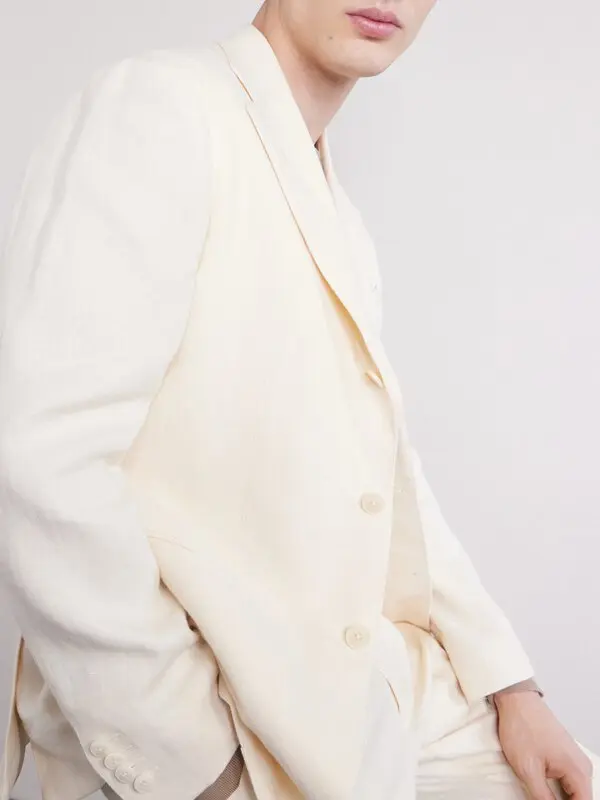SAMAN AMEL Linen Suit Jacket - Neutrals