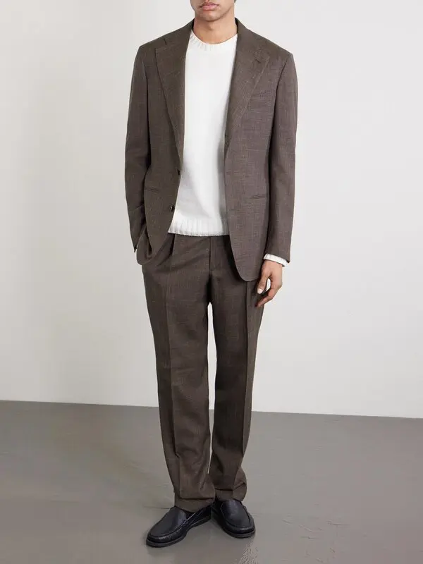 SAMAN AMEL Slim-fit Wool, Silk And Linen-blend Suit Jacket - Gray