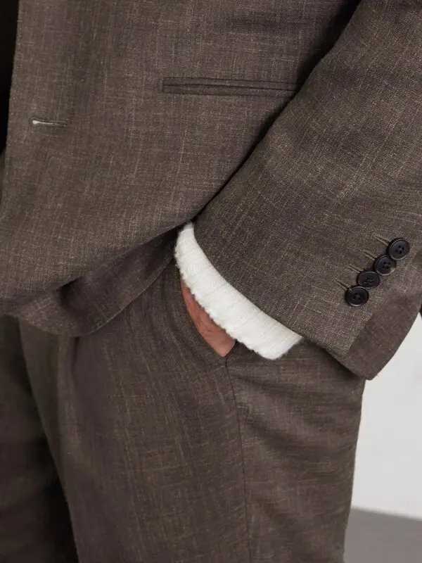 SAMAN AMEL Slim-fit Wool, Silk And Linen-blend Suit Jacket - Gray