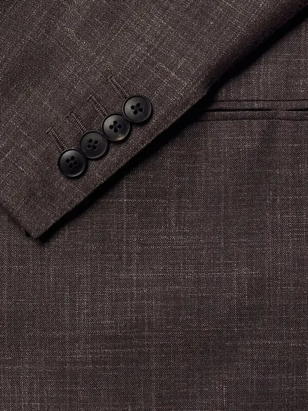SAMAN AMEL Slim-fit Wool, Silk And Linen-blend Suit Jacket - Gray