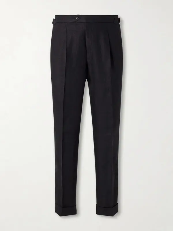 SAMAN AMEL Amie Straight-leg Linen Suit Trousers - Black
