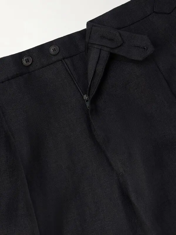 SAMAN AMEL Amie Straight-leg Linen Suit Trousers - Black