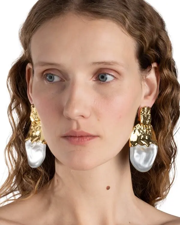 Alexis Bittar Lucite Brutalist Gilded Disc Clip Earrings - Silver