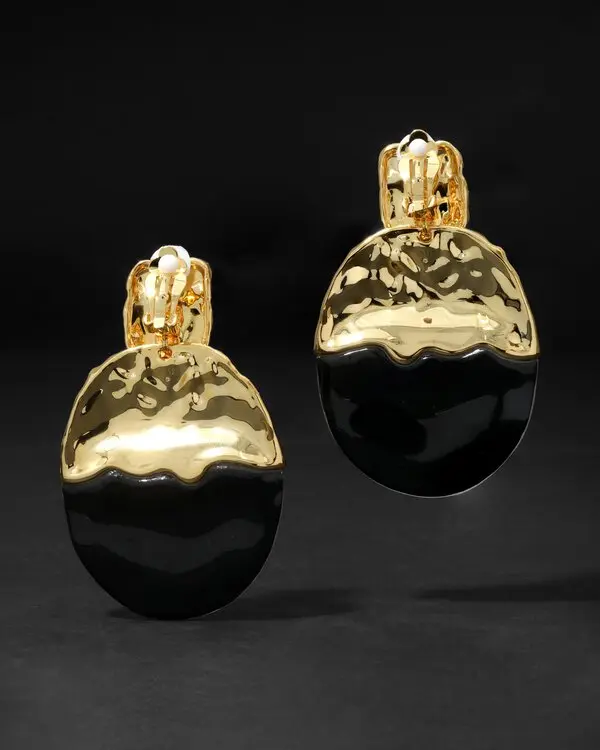 Alexis Bittar Lucite Brutalist Gilded Disc Clip Earrings - Silver
