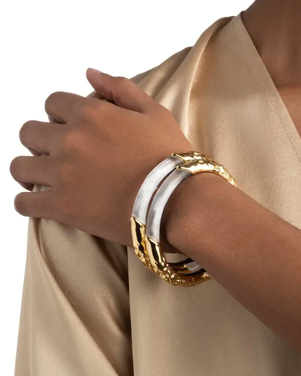 Alexis Bittar Lucite Brutalist Bangle Bracelet - Silver