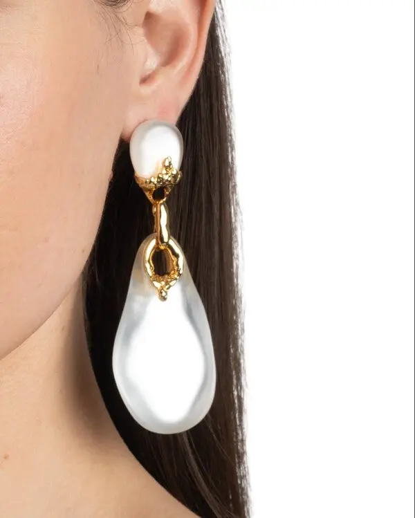 Alexis Bittar Lucite Brutalist Large Drop Post Earrings