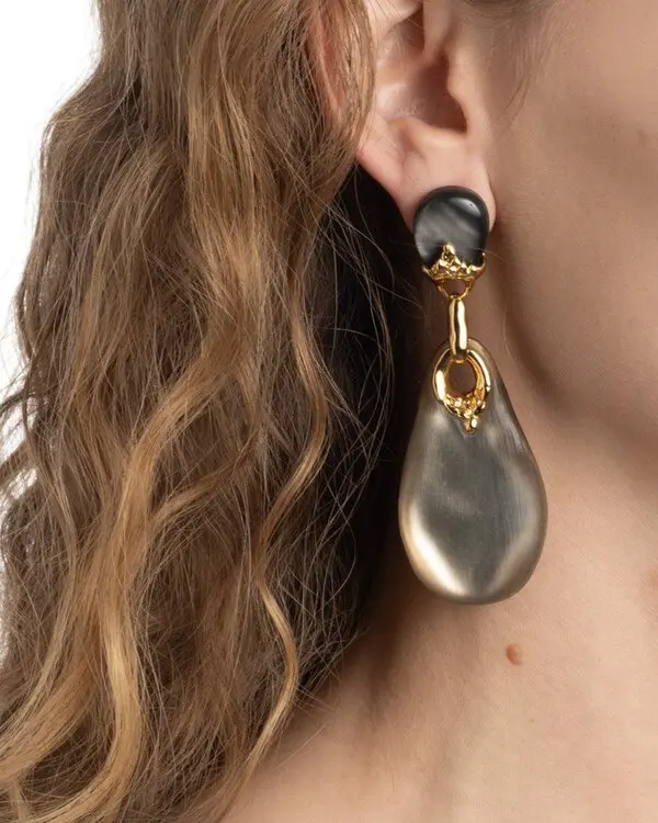 Alexis Bittar Lucite Brut Large Drop Post Earrings - Warm Grey