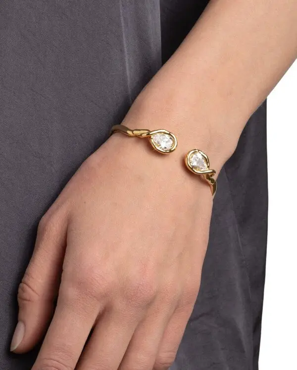 Alexis Bittar Asterales Crystal Capped Hinge Cuff Bracelet - Gold