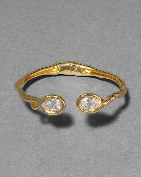 Alexis Bittar Asterales Crystal Capped Hinge Cuff Bracelet - Gold