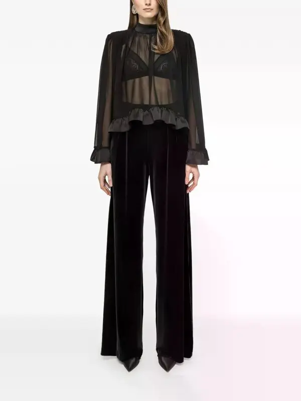 NISSA Ruffle-trim Chiffon Top