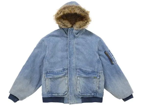 Supreme Reversible Faux Fur Hooded Work Jacket - Blue
