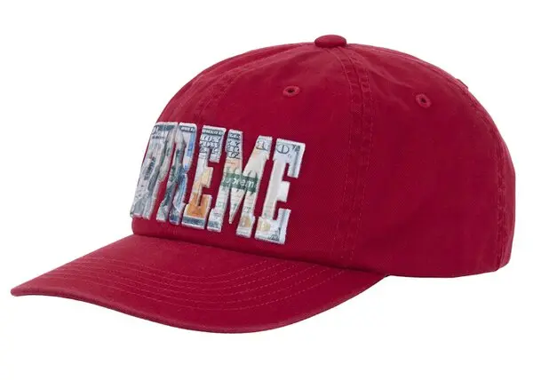 Supreme Embroidered Money Logo 6-panel Cap - Red