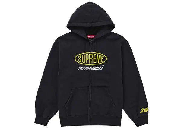 Supreme Performance Zip Up Hooded Sweatshirt - Black