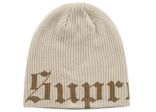 Supreme Old English Printed Beanie - Brown
