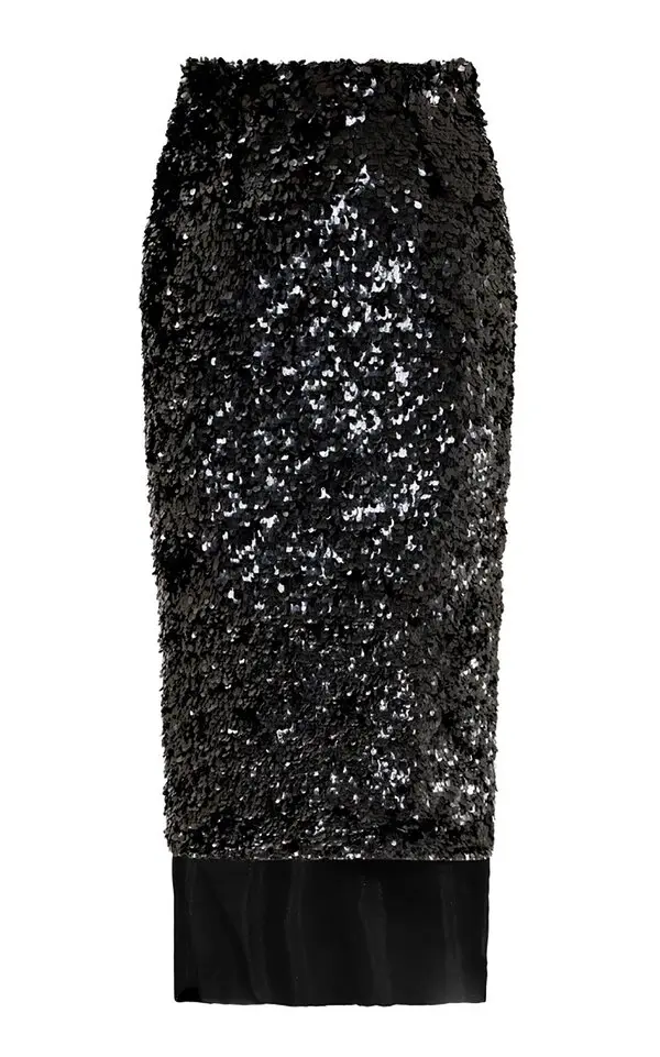 LA FUORI Sequined Column Skirt