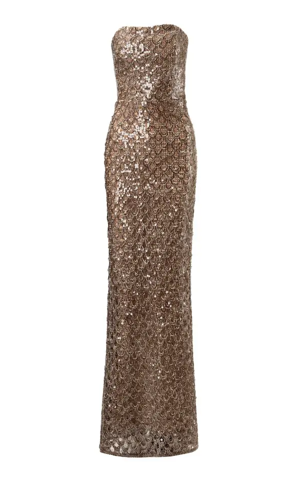 LA FUORI Scales Of Gold Column Dress