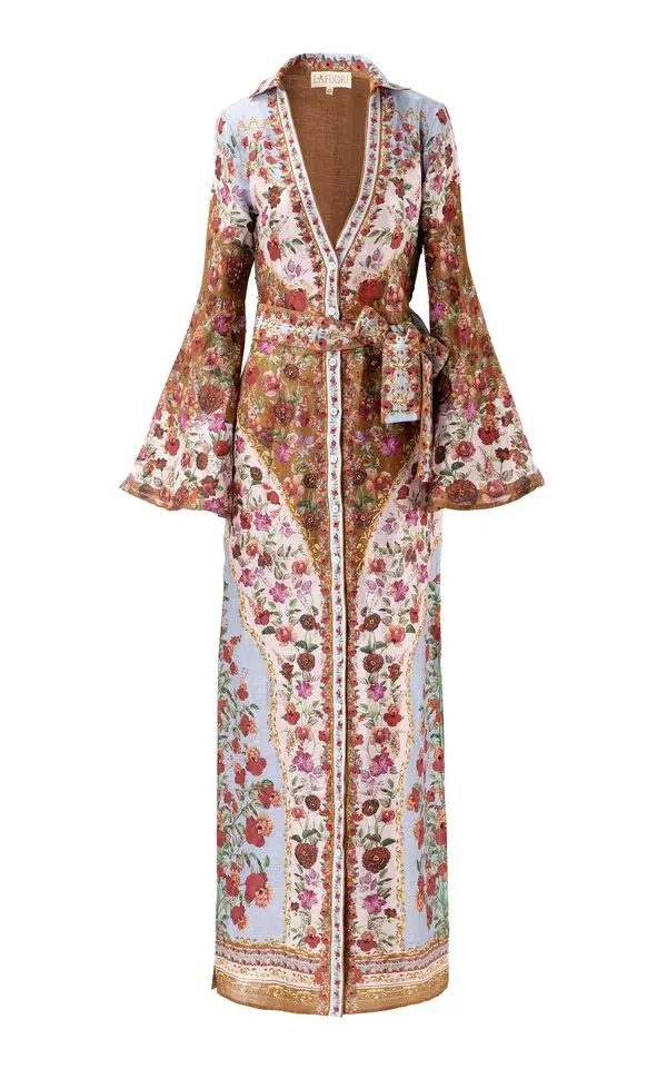 LA FUORI Rose Wood Bouidoir Shirt Dress - Print