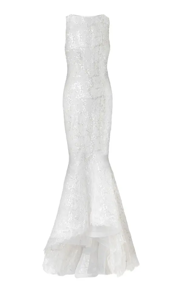 LA FUORI Crescent Moonveil Strapless Midi Dress