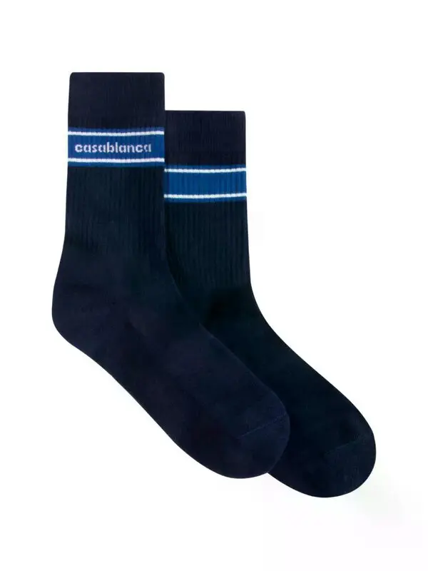 Casablanca Apres Stripe-detail Socks - Blue
